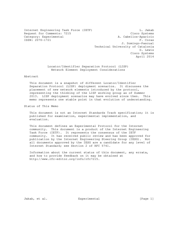 Pdf Locatoridentifier Separation Protocol Lisp Network Element