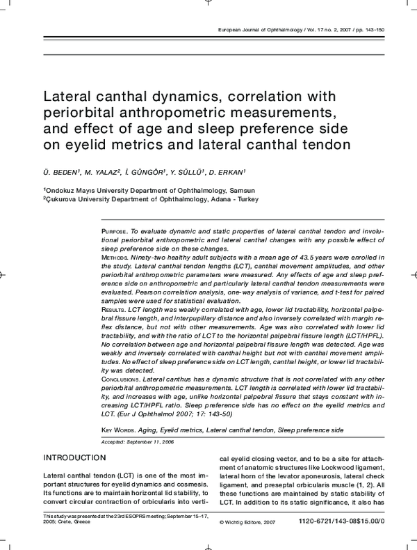 (PDF) Lateral Canthal Dynamics, Correlation with Periorbital ...
