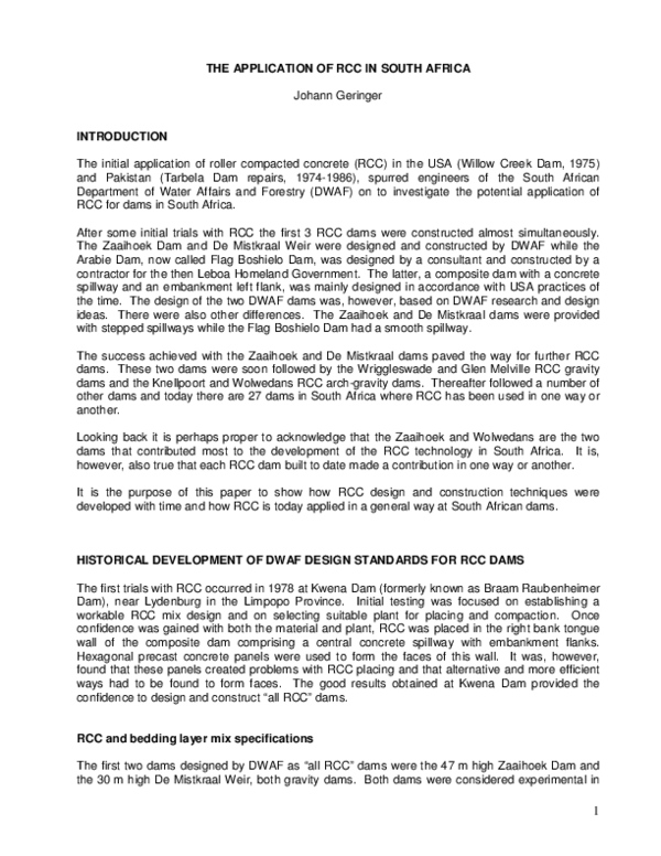 (PDF) 1 the Application of RCC in South Africa