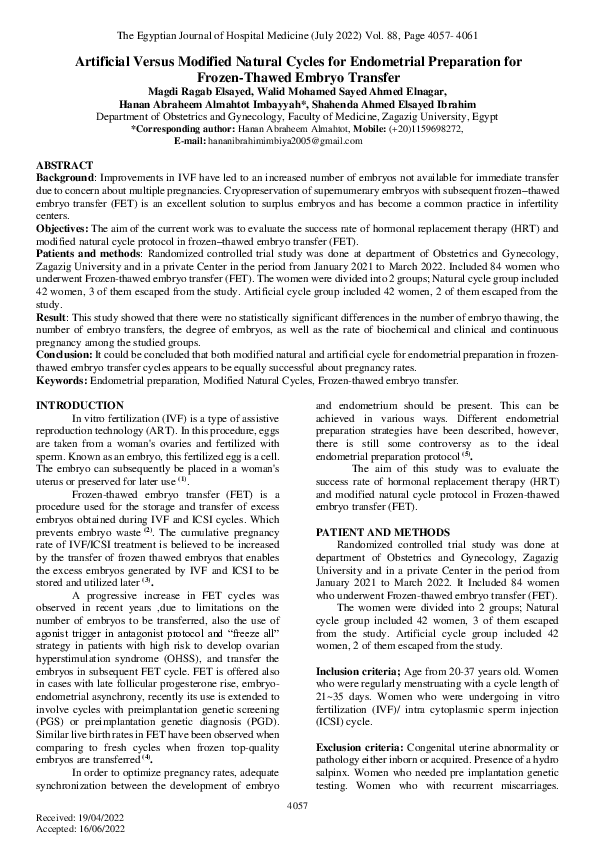 (PDF) Artificial Versus Modified Natural Cycles for Endometrial ...
