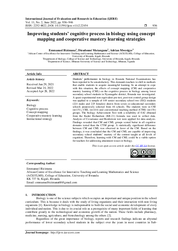 (PDF) Improving students’ cognitive process in biology using concept ...