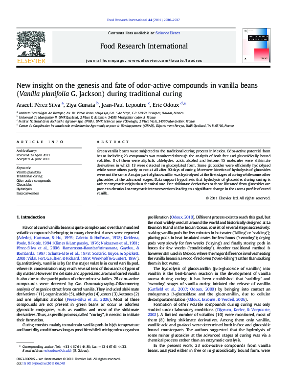 (PDF) New insight on the genesis and fate of odor-active compounds in vanilla beans (Vanilla ...