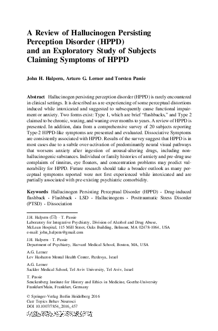 (PDF) A Review of Hallucinogen Persisting Perception Disorder (HPPD ...