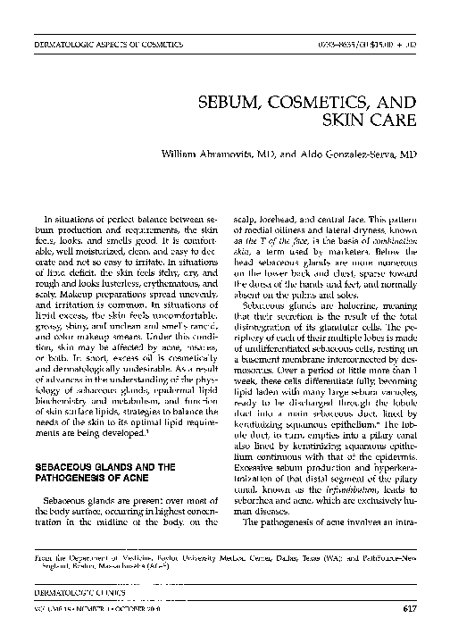 (PDF) Sebum, Cosmetics, And Skin Care