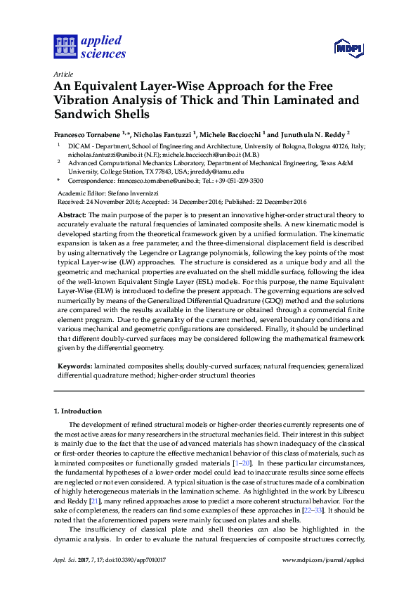 (PDF) An Equivalent Layer-Wise Approach for the Free Vibration Analysis of Thick and Thin ...