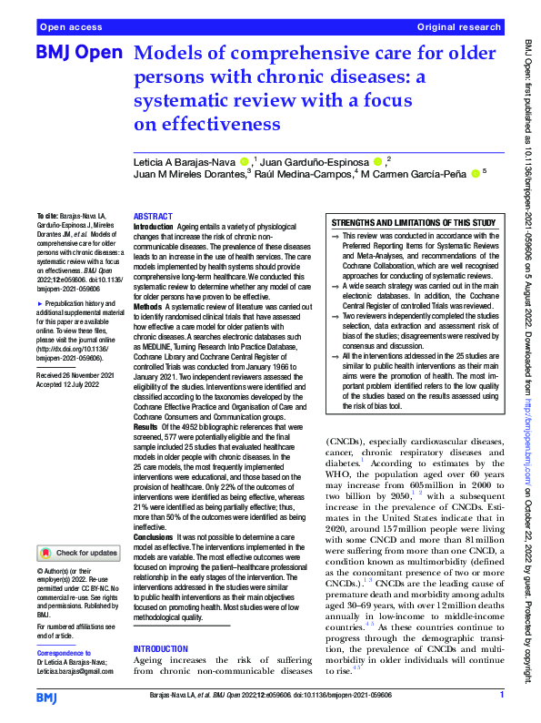 (PDF) Models of comprehensive care for older persons with chronic ...
