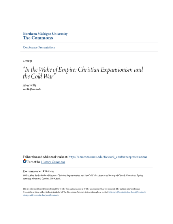 (PDF) \u3ci\u3e In the Wake of Empire: Christian Expansionism and the ...