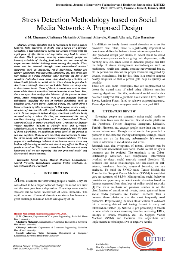 (PDF) Stress Detection Methodology based on Social Media Network: A ...