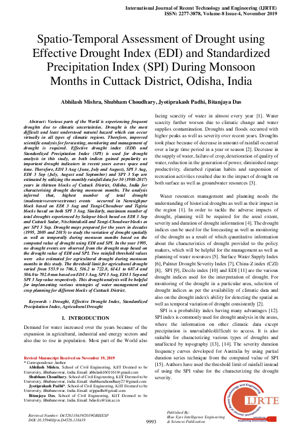 (PDF) Spatio-Temporal Assessment of Drought using Effective Drought ...
