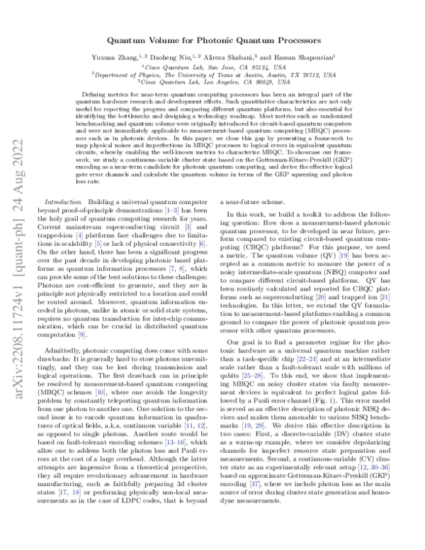 (PDF) Quantum Volume for Photonic Quantum Processors