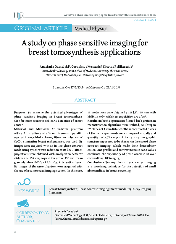 (PDF) A study on phase sensitive imaging for breast tomosynthesis ...