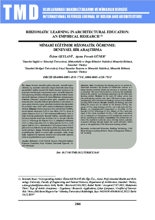 (PDF) Rhizomatic Learning in Architectural Education: An Empirical ...