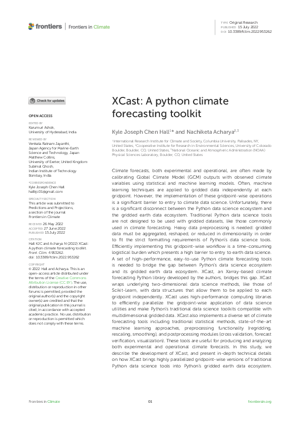 (PDF) XCast: A python climate forecasting toolkit