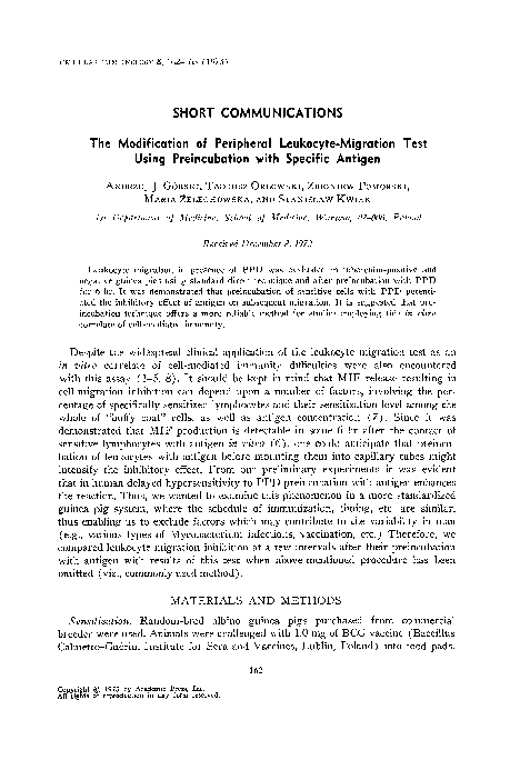 (PDF) The modification of peripheral leukocyte-migration test using ...