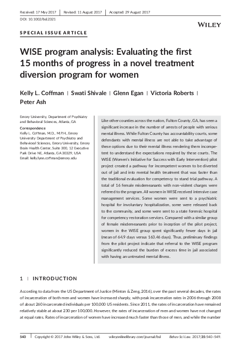 (PDF) WISE program analysis: Evaluating the first 15 months of progress ...