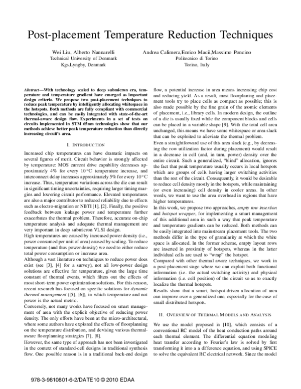 (PDF) Post-placement temperature reduction techniques