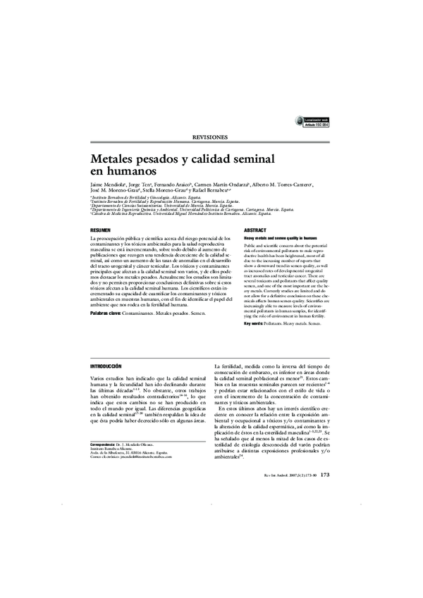 (PDF) Heavy metals and semen quality in humans | Metales pesados y ...
