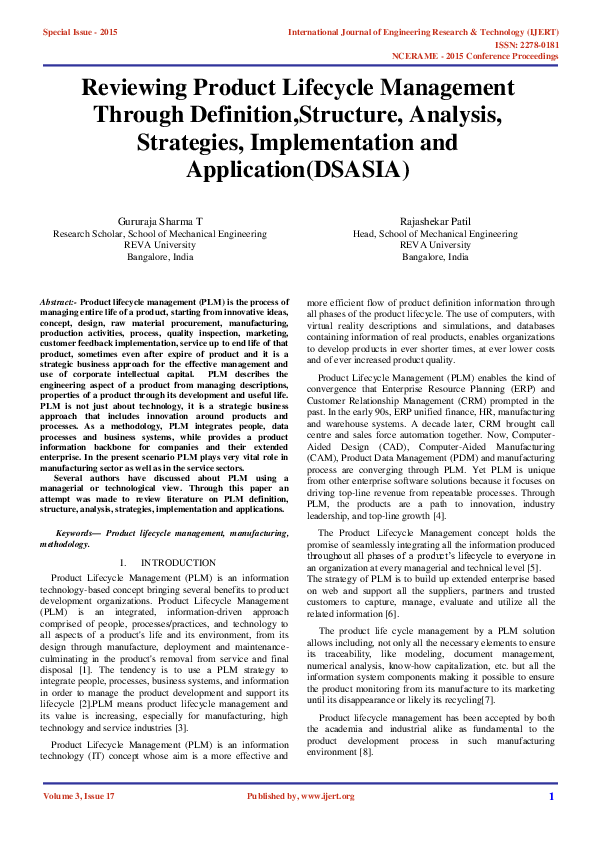 (PDF) Reviewing Product Lifecycle Management Through Definition ...