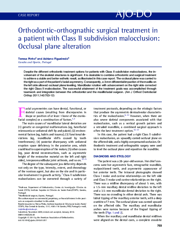 (PDF) Orthodontic-orthognathic surgical treatment in a patient with ...