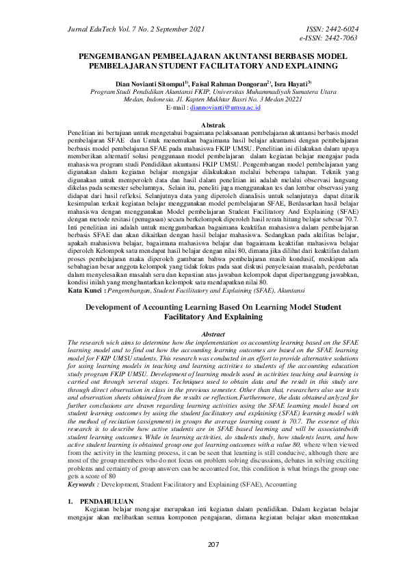 (PDF) Pengembangan Pembelajaran Akuntansi Berbasis Model Pembelajaran Student Facilitatory And ...