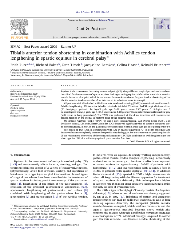 (PDF) Tibialis anterior tendon shortening in combination with Achilles ...