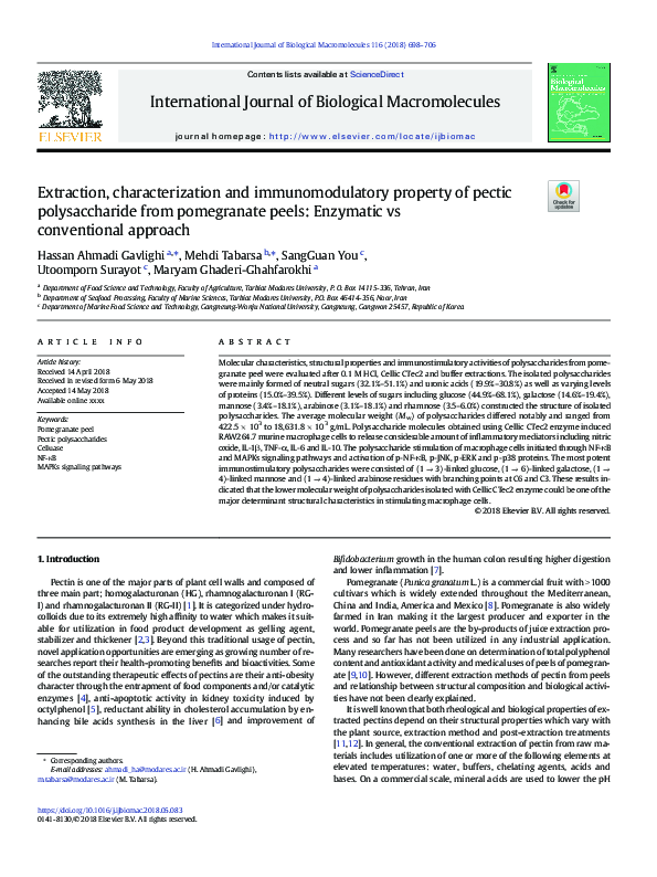 Pdf Extraction Characterization And Immunomodulatory Property Of