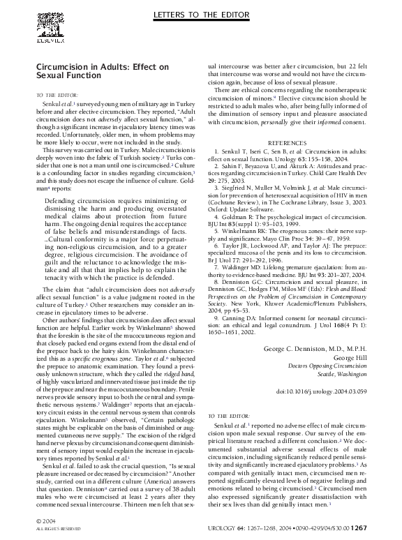 Pdf Circumcision In Adults Effect On Sexual Function