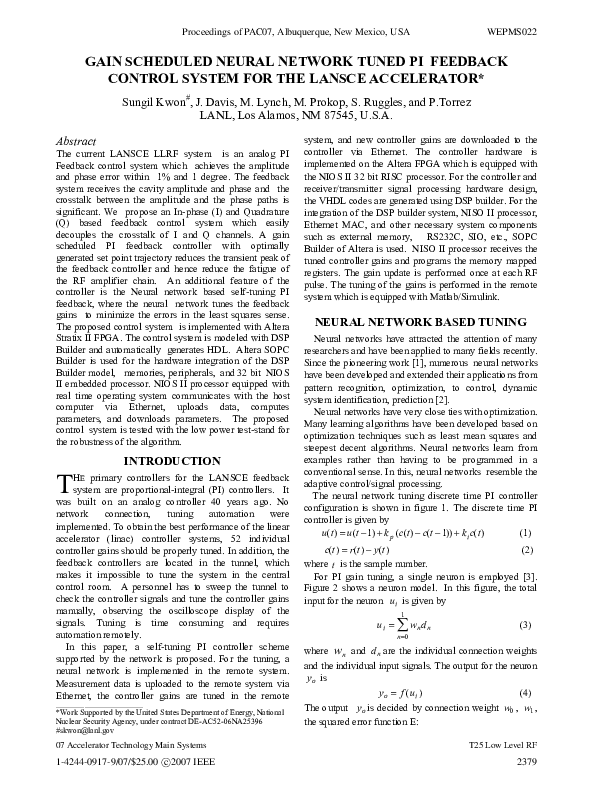 (PDF) Gain scheduled neural network tuned pi feedback control system ...