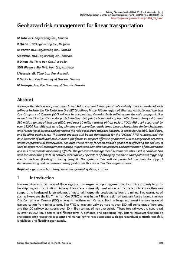 (PDF) Geohazard risk management for linear transportation | Dominique ...
