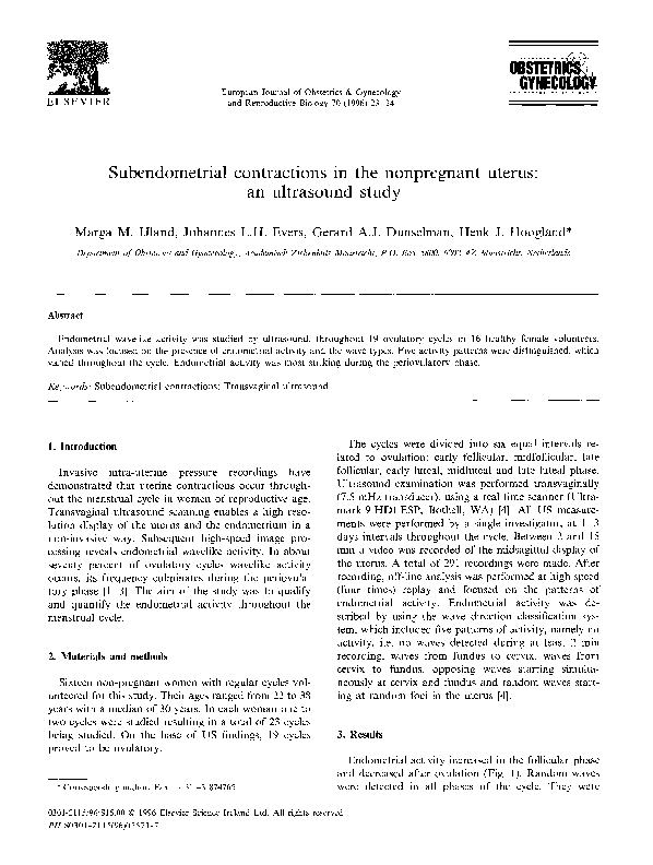 (PDF) Subendometrial contractions in the nonpregnant uterus: an ...