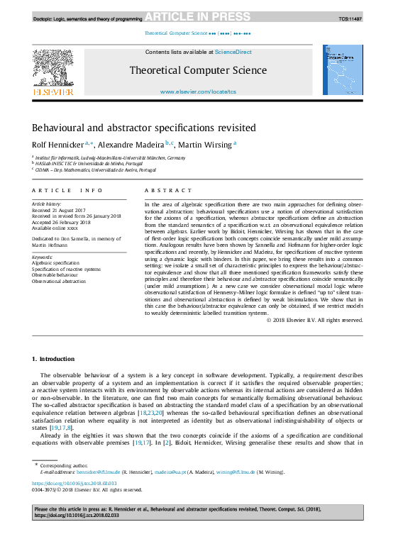 (PDF) Behavioural and abstractor specifications revisited