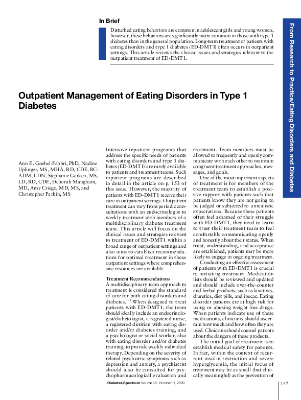 (PDF) Outpatient Management of Eating Disorders in Type 1 Diabetes