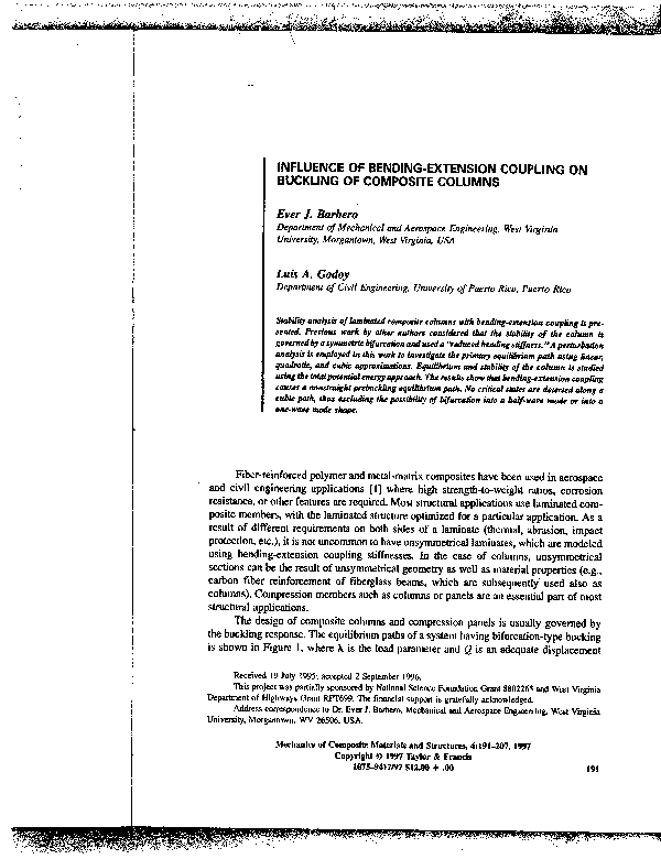 (PDF) Influence of Bending-Extension Coupling on Buckling of Composite ...
