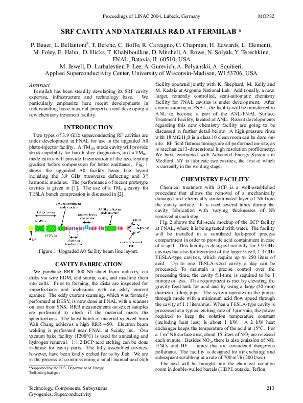 (PDF) SRF Cavity and Materials R&D at Fermilab