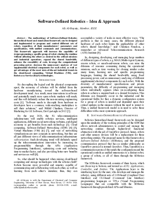 Pdf Software Defined Robotics Idea And Approach