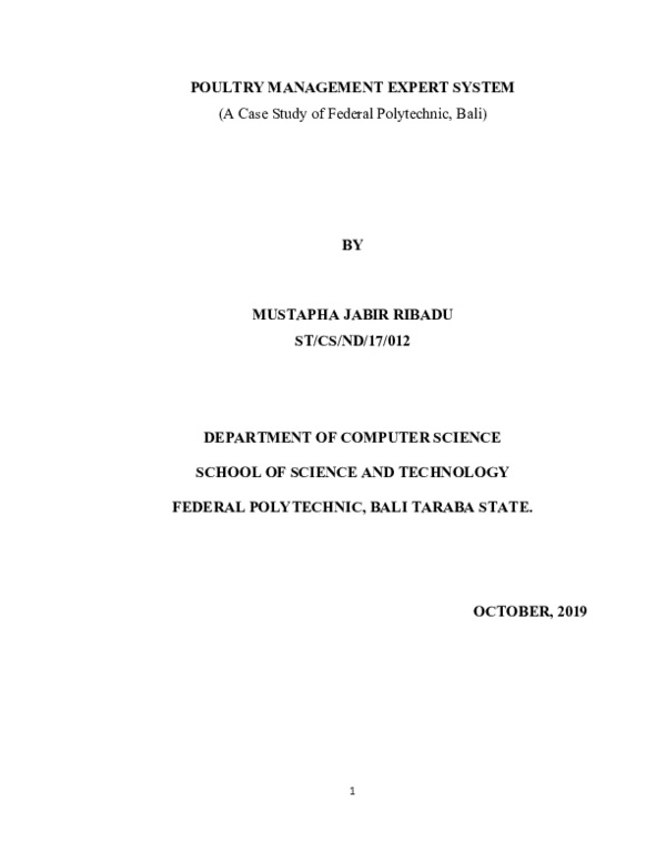 (DOC) POULTRY MANAGEMENT EXPERT SYSTEM