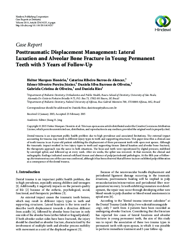 (PDF) Posttraumatic Displacement Management: Lateral Luxation and ...