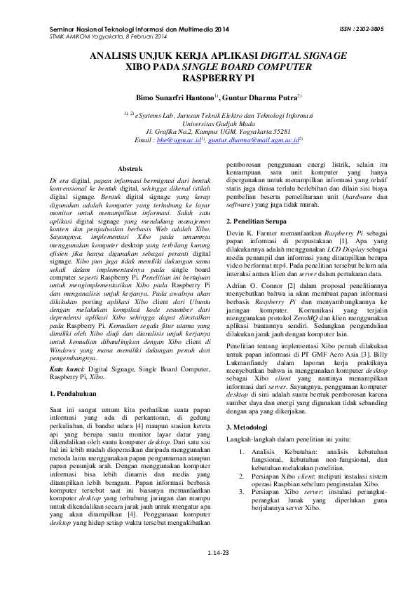 (PDF) Analisis Unjuk Kerja Aplikasi Digital Signage Xibo pada Single Board Computer Raspberry Pi ...