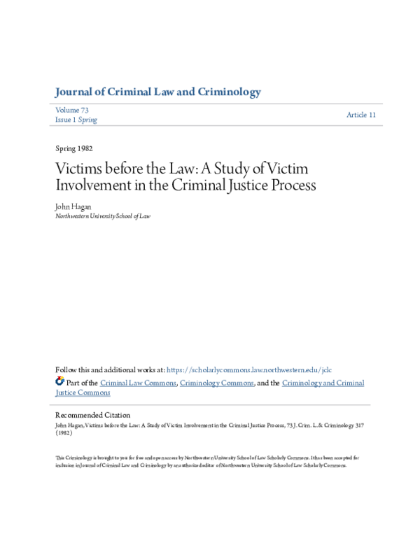 (PDF) Victims before the Law: A Study of Victim Involvement in the ...
