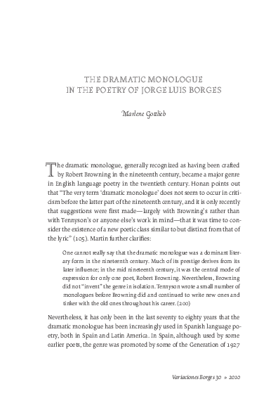 (PDF) The dramatic monologue in the poetry of Jorge Luis Borges
