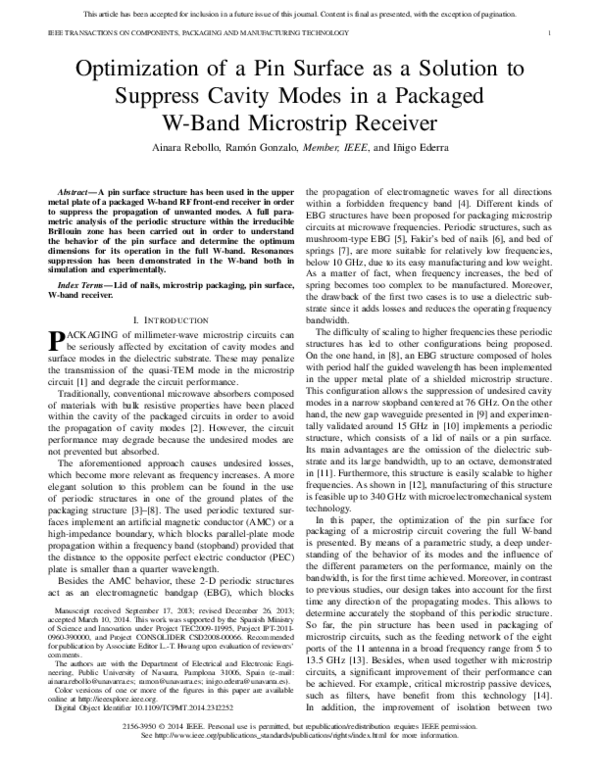(PDF) Optimization of a pin surface as a solution to suppress cavity ...