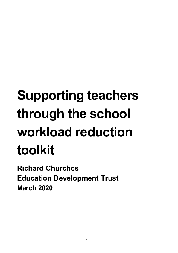 (PDF) Supporting teachers through the school workload reductiontoolkit