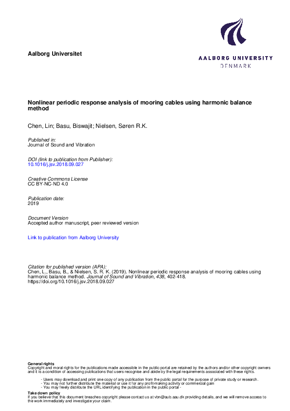 (PDF) Nonlinear periodic response analysis of mooring cables using harmonic balance method