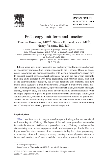(PDF) Endoscopy unit form and function