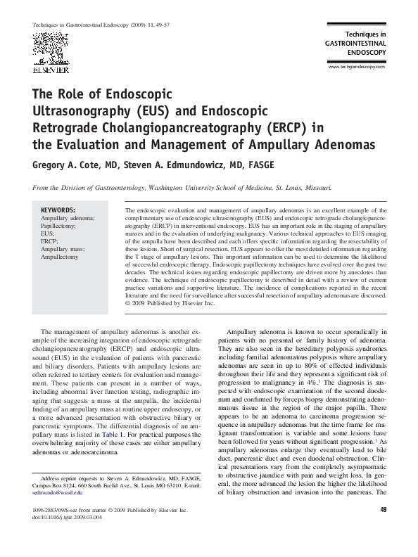 (PDF) EUS and ERCP in Ampullary Adenomas Care
