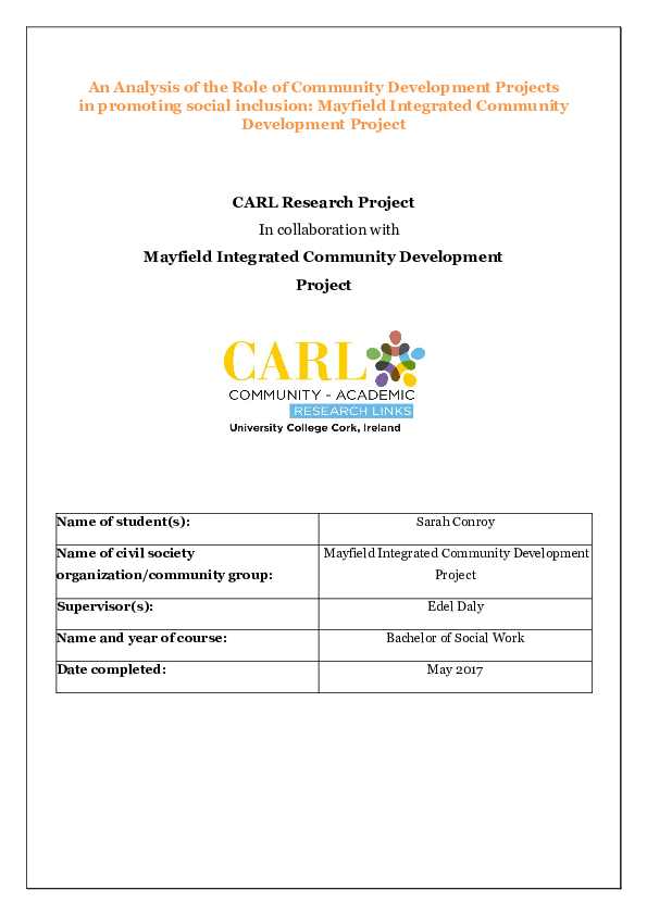 (PDF) An analysis of the role of community development projects in ...
