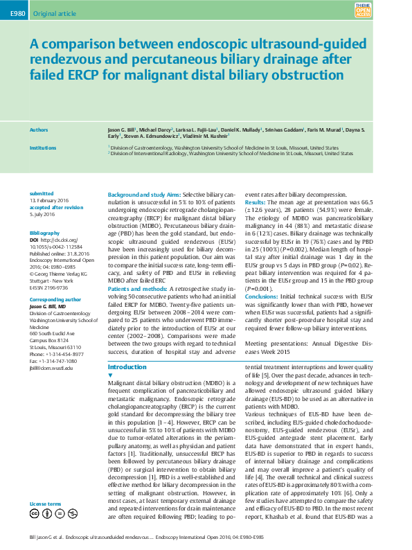 (PDF) A comparison between endoscopic ultrasound-guided rendezvous and ...