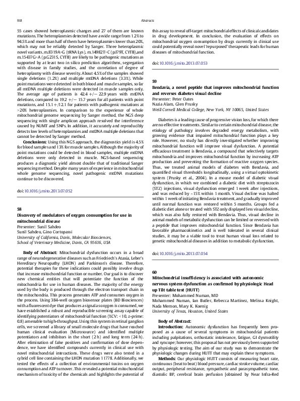 Pdf Mitochondrial Insufficiency Is Associated With Autonomic Nervous System Dysfunction As