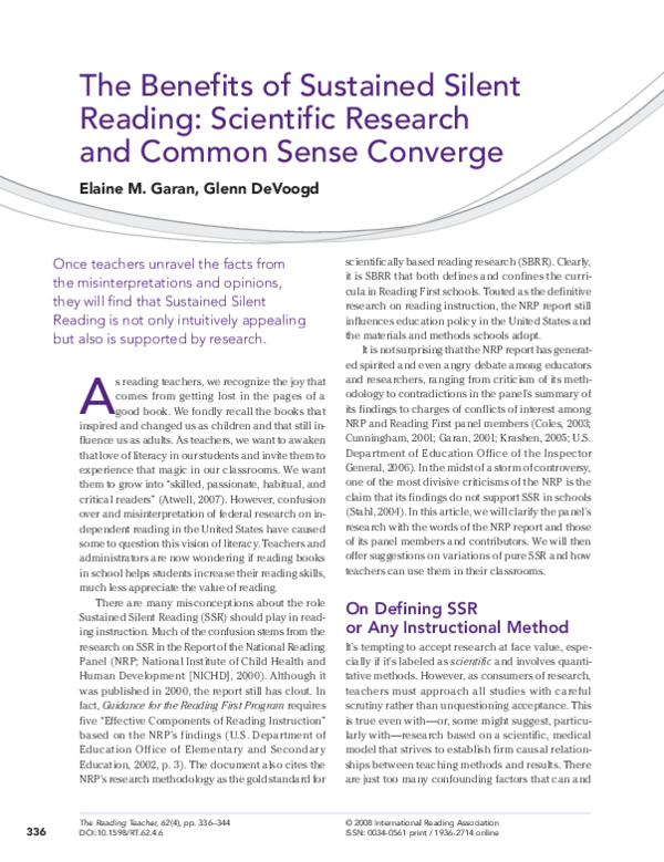 (PDF) The Benefits of Sustained Silent Reading: Scientific Research and ...