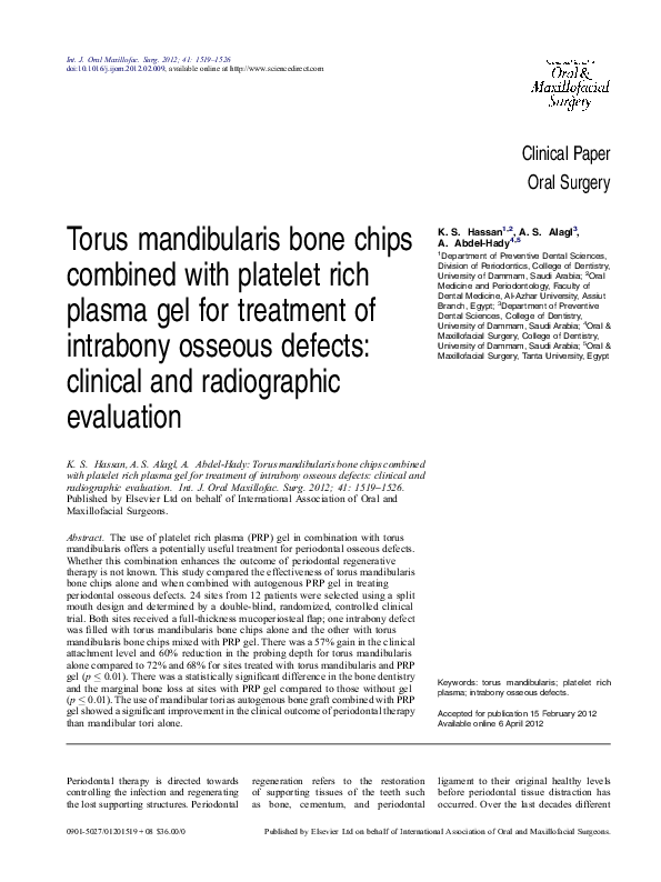 (PDF) Torus mandibularis bone chips combined with platelet rich plasma ...